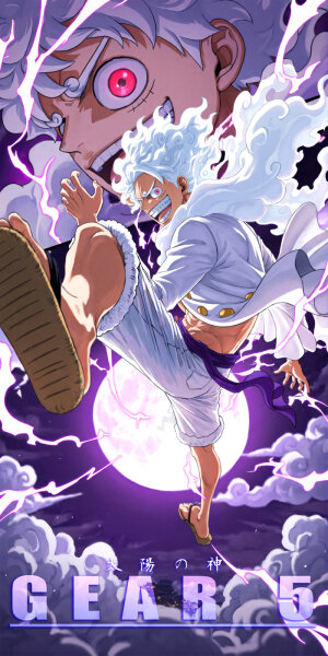 Premium Wall Scroll Poster - One Piece - Luffy / Ruffy (Gear 5 Form ...